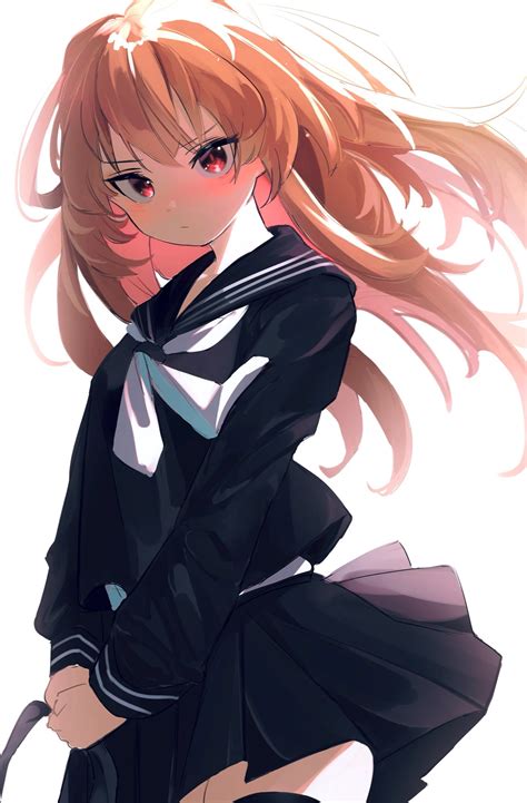 Safebooru 1girl Aisaka Taiga Bangs Black Legwear Black Sailor Collar
