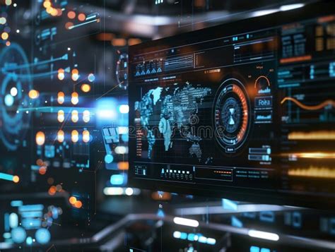 Futuristic Digital Interface With World Map Stock Illustration Illustration Of Data Software