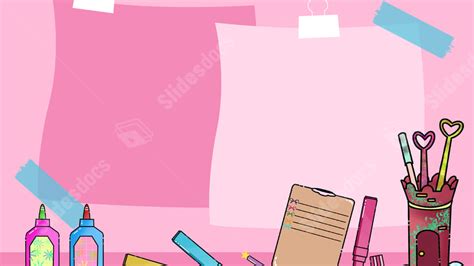 การศึกษา สีชมพู เครื่องเขียนน่ารัก กลับไปโรงเรียน โรงเรียน ดาวน์โหลดพื้นหลัง Powerpoint ฟรี