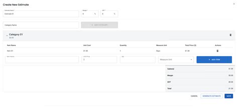 Estimates Help And Documentation