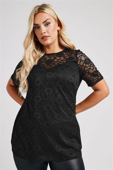 Yours London Plus Size Black Lace Sweetheart Top Yours Clothing