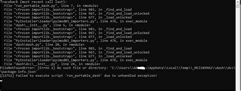 Python Pyinstaller Dash Could Not Locate Package Infojson Stack