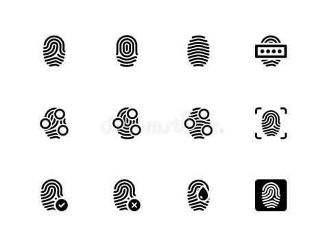 Set Of Circle Fingerprint Icons Design For App Finger Print Flat Scan