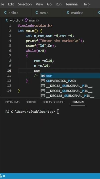 C Programming Sum Of Given Digits And Reverse Of Digits Shorts Shortvideo Cprogramming Youtube