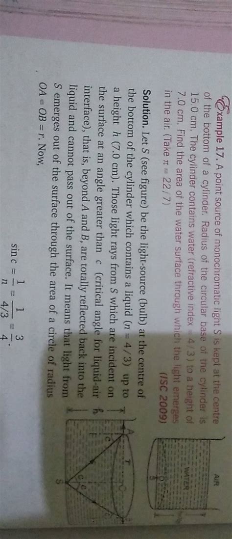 ¿xample 17 A Point Source Of Monochromatic Light S Is Kept At The Centre