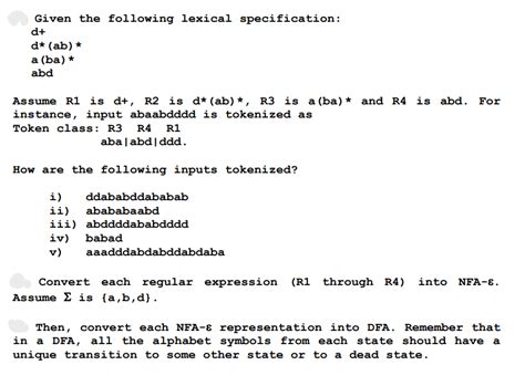 solved given the following lexical specification d d⋆ ab ∗