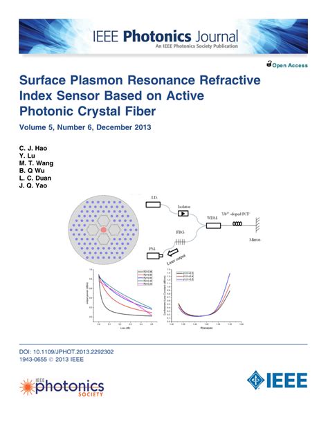 Pdf Surface Plasmon Resonance Refractive Index Sensor Based On Active Photonic Crystal Fiber