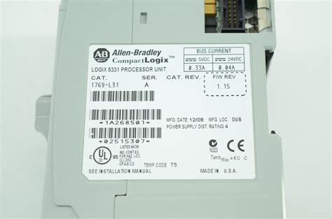 Allen Bradley 1769 L31 Logix 5331 Processor Unit No Key Ser A Gpm Surplus