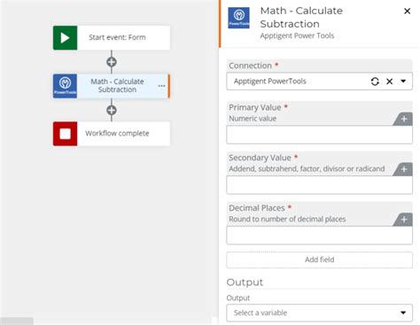 Calculate Subtraction PowerTools Workflow Automation Plugin