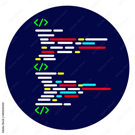 round programming code icon vector illustration on white background coding lines script symbol