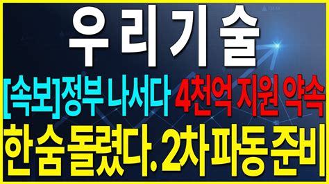 우리기술 정부 4천억 지원 약속 한 숨 돌렸고 곧 2차 파동 나옵니다 우리기술주가 우리기술주가전망 우리기술목표가 Smr관련주 전력관련주 Youtube