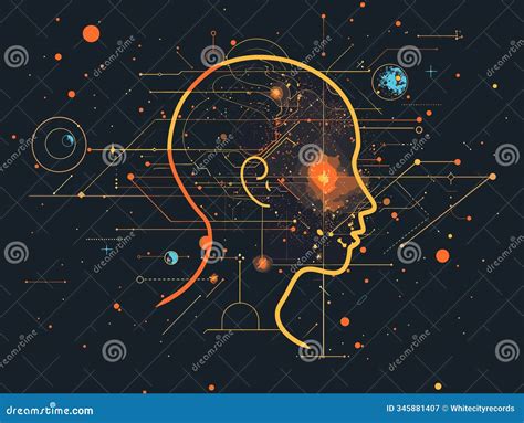 Abstract Artificial Intelligence Concept With Human Head And Brain Vector Illustration Stock