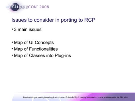 Re Structuring Of A Swing Based Application Into An Eclipse Rcp Ppt