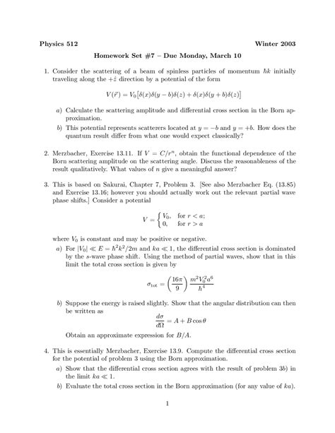 Homework Set 7 Quantum Theory And Atomic Structure I And Ii Physics