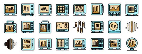Premium Vector Set Of Oscilloscope Icons Showing Electrical Signals