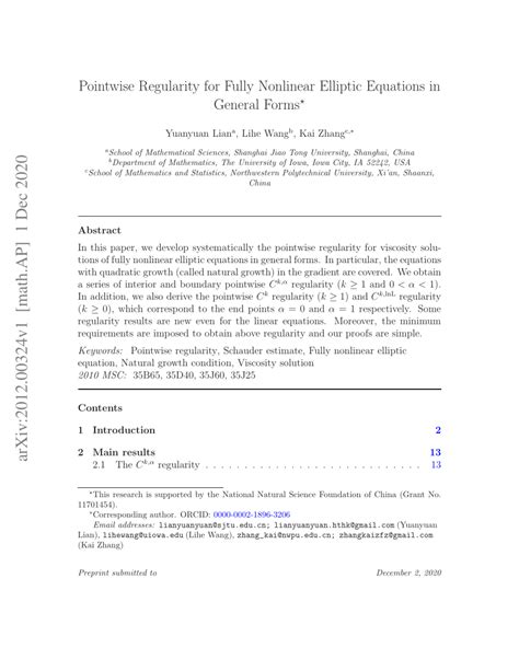 Pdf Pointwise Regularity For Fully Nonlinear Elliptic Equations In General Forms