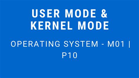 User Mode And Kernel Mode Operating System M01 P10