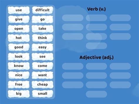 Classify Verb Noun Or Adjective2 G 4 By T Apple Group Sort
