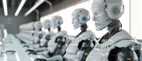 Row Of Advanced Robots Working In A Futuristic Factory Premium Ai Generated Image