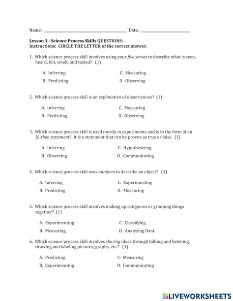 Free Science Skills Worksheet Answers Download Free Science Skills