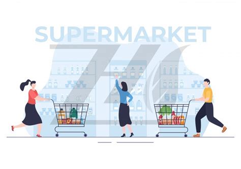 دانلود وکتور سوپر مارکت با قفسه های مواد غذایی دانلود رایگان فایل لایه باز، Psd، وکتور، لوگو و