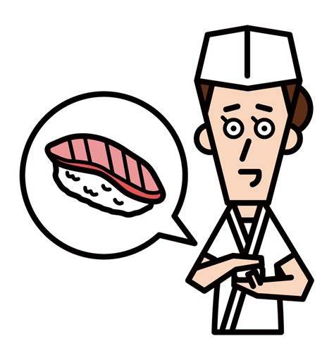 스시 요리사의 일러스트 여성 무료 일러스트 소재집 Kukukeke