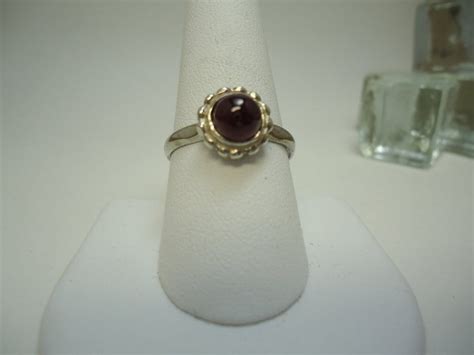 Cabochon Round Cut Ruby Ring In Sterling Silver 1020 Clearance Etsy