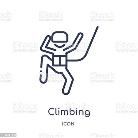 자유 시간 개요 컬렉션에서 선형 등반 아이콘입니다 얇은 라인 등반 벡터 흰색 배경에 고립 등산 유행 그림 볼더링에 대한 스톡 벡터 아트 및 기타 이미지 Istock