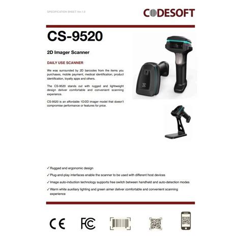 Codesoft CS 9520 Wired 2D Handheld Barcode Scanner With Stand Shopee Malaysia