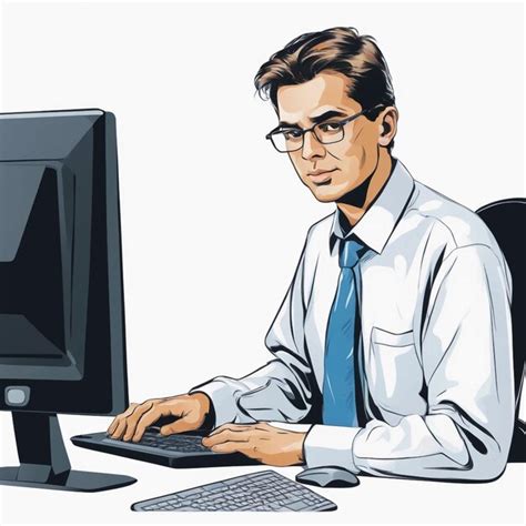 Premium AI Image Vector A Man Working At A Computer