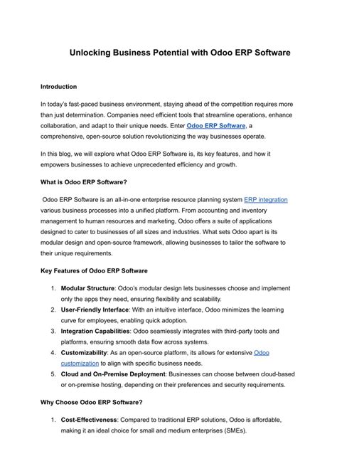 Ppt Unlocking Business Potential With Odoo Erp Software Powerpoint