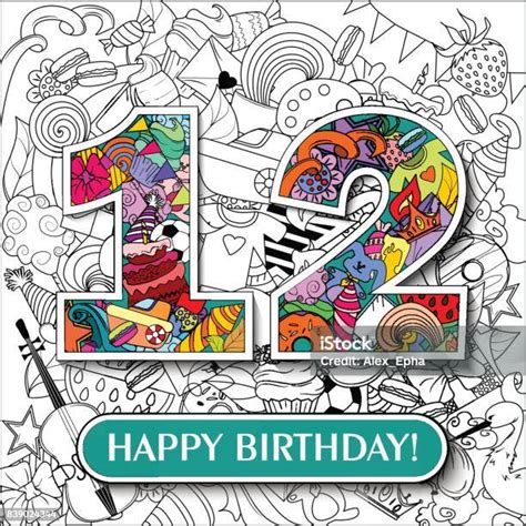 배경에서 그림 12입니다 생일 축 하 배너 벡터 일러스트 레이 션 생일에 대한 스톡 벡터 아트 및 기타 이미지 생일 12 1920년대 아가씨 Istock