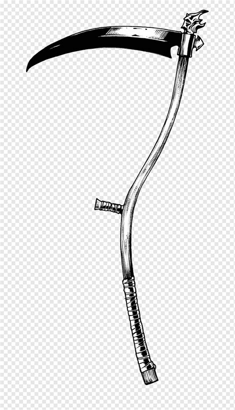 검은 색과 흰색 Schtye 죽음의 낫 사신 무기 블레이드 잔인 사신의 그림 각도 도끼 수단 Png Pngwing