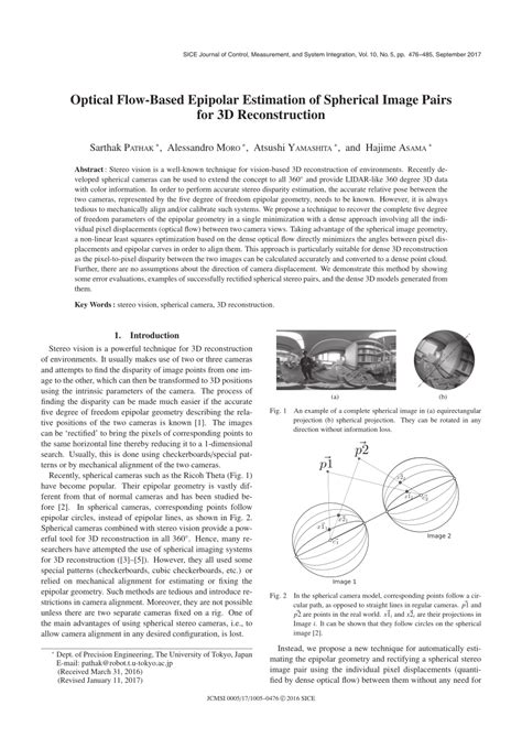 Pdf Optical Flow Based Epipolar Estimation Of Spherical Image Pairs