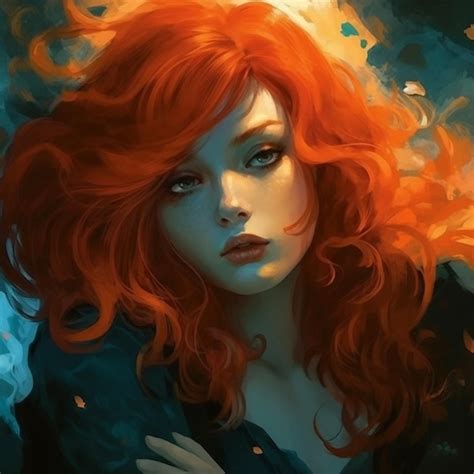 Premium Photo Vibrant Redhead Stunning Female Illustrations