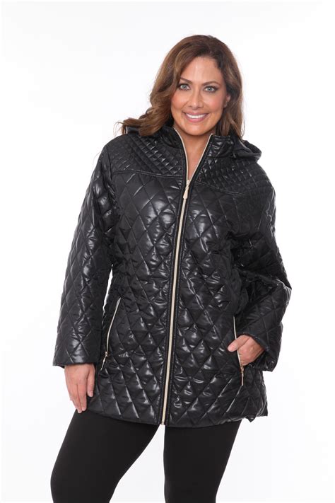 White Mark White Mark Plus Size Casual Puffer Winter Coat Jacket With Hoodie For Women