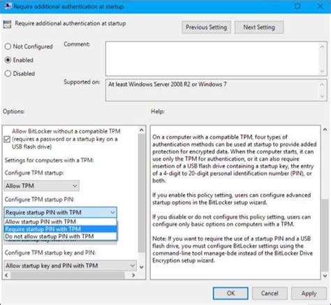 Windows에서 사전 부팅 Bitlocker Pin을 활성화하는 방법 Thefastcode
