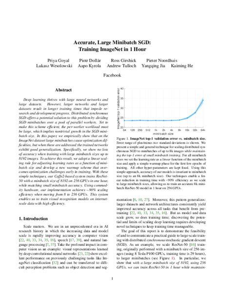 Pdf Accurate Large Minibatch Sgd Training Imagenet In 1 Hour