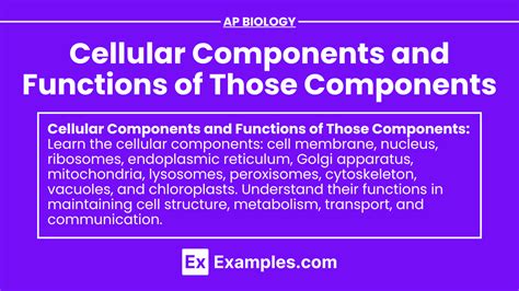 Unit Cellular Components And Functions Of Those Components Notes