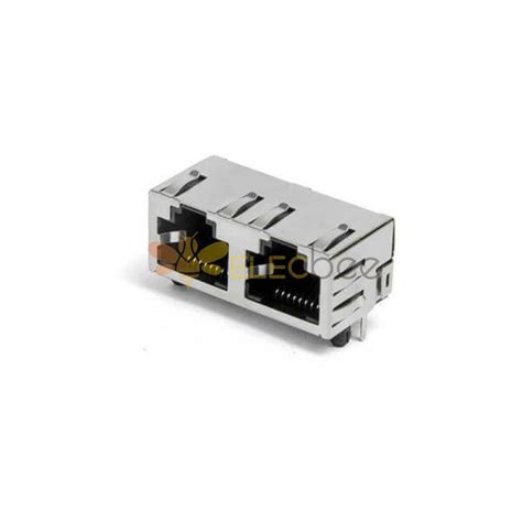 Rj45 8p8c 1x2 Female Socket Right Angle Network Pcb Mount Shield Without Led