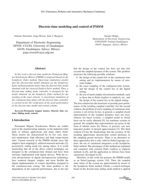 Pdf Discrete Time Modeling And Control Of Pmsm