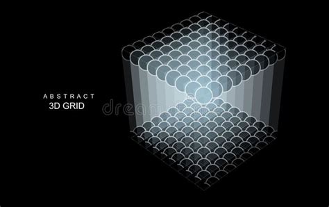 Abstract 3d Grid Cube From Dots And Lines Primitive Object 3d Technology Design Stock