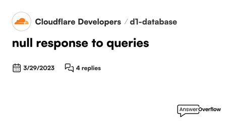Null Response To Queries Cloudflare Developers