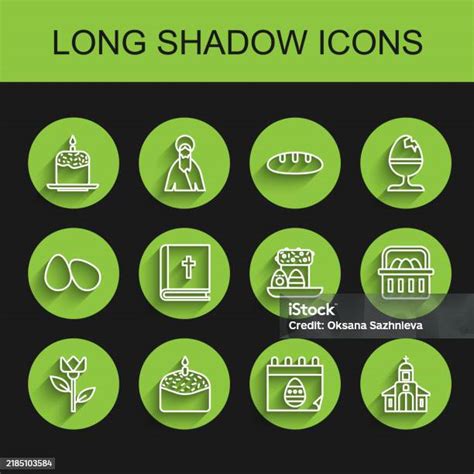 세트 라인 꽃 튤립 부활절 케이크와 촛불 달걀 달력 교회 건물 성경 책 바구니 부활절 달걀 및 아이콘 벡터 4월에 대한 스톡 벡터 아트 및 기타 이미지 Istock