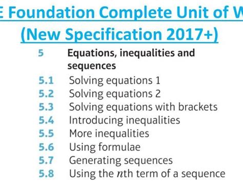 Gcse Foundation Unit 5 Equations Inequalities And Sequences