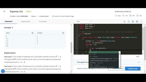 Expense List Codechef Solution Starter 68 Codechef Contest Youtube