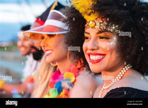 Carnaval In Brasil Portrait Of Pretty Woman Watching Brazilian Party