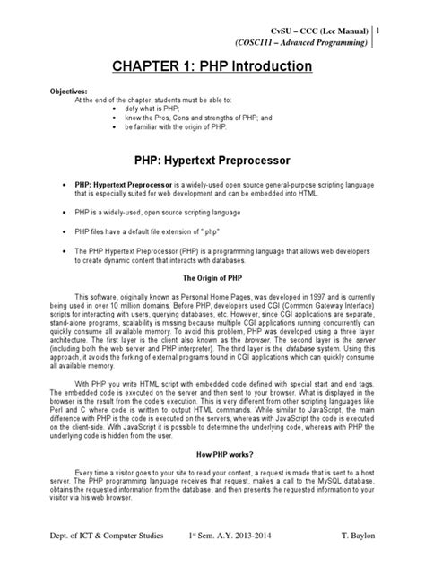 Advanced Prog Lec 2 Pdf Php Web Server