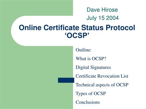 Ppt Online Certificate Status Protocol ‘ocsp Powerpoint Presentation Id 4486862