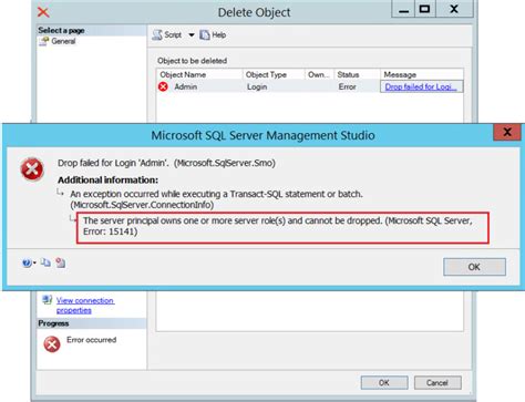Error 15141 The Server Principal Owns One Or More Server Roles